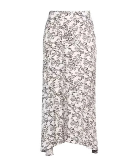 GANNI Twill Midi Skirt - Gray