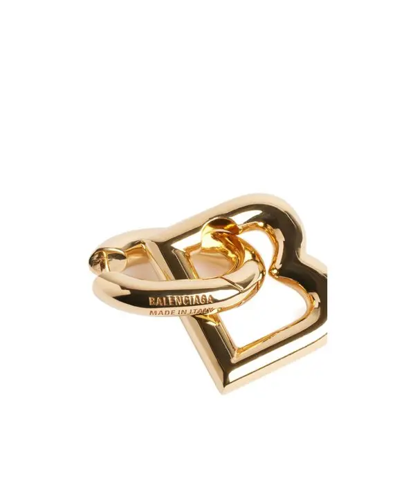Balenciaga B Hoop Earrings In Shiny Gold