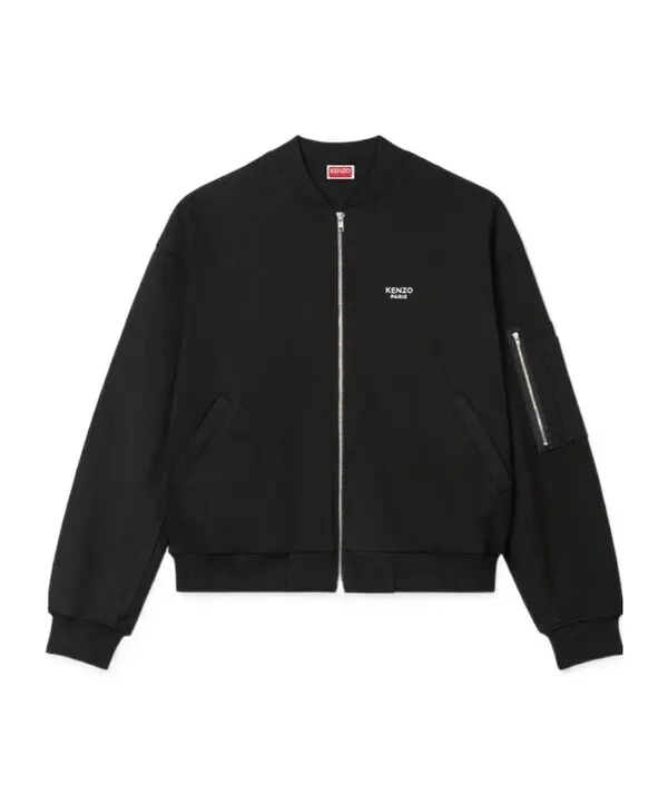 Kenzo Embroidered Logo Zip-up Bomber Jacket - Black