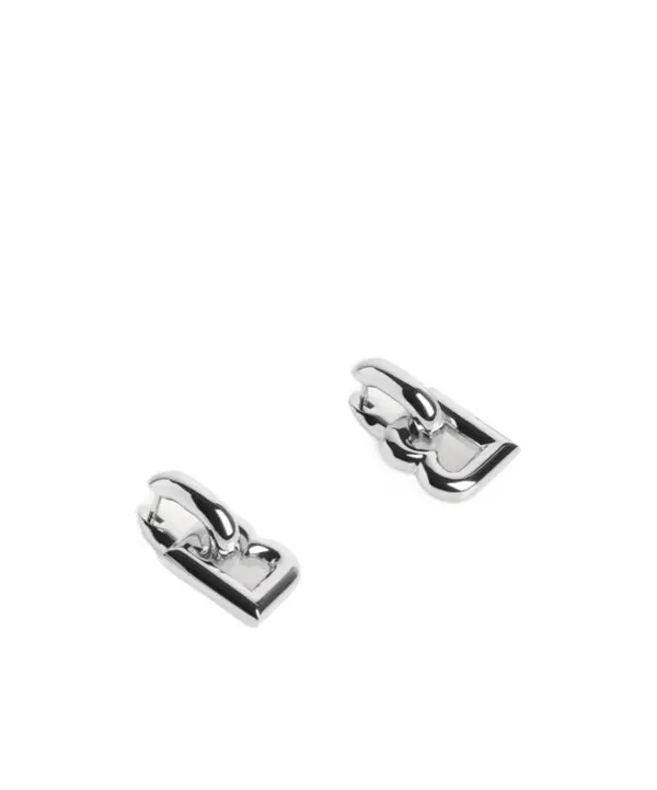 Balenciaga B Xs Hoop Earrings In Shiny Silver
