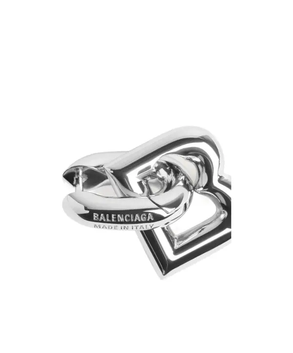 Balenciaga B Xs Hoop Earrings In Shiny Silver