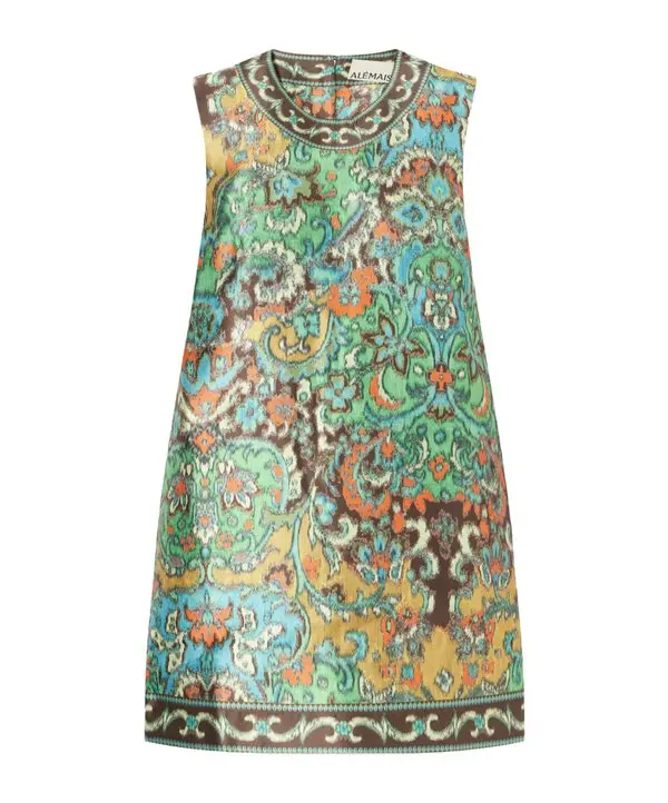 ALEMAIS Floral-jacquard Satin Mini Dress - Gray