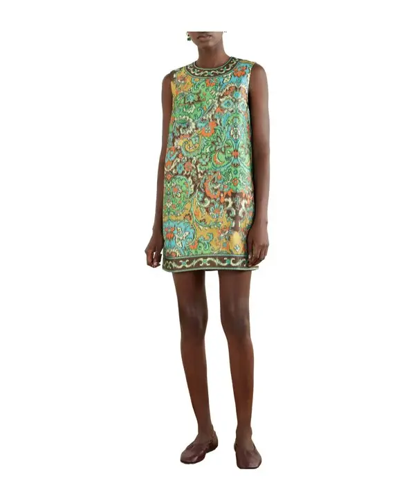 ALEMAIS Floral Jacquard Satin Mini Dress