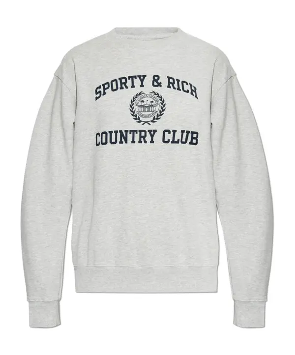 SPORTY  RICH Sporty Rich Varsity Crest Crewneck Sweatshirt