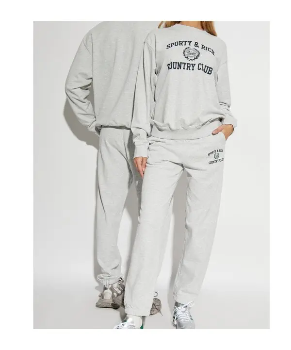SPORTY  RICH Sporty Rich Varsity Crest Crewneck Sweatshirt