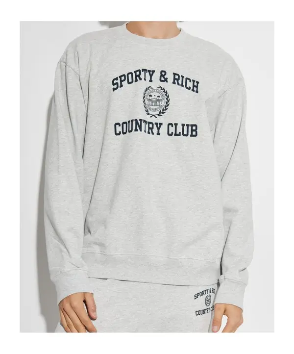 SPORTY  RICH Sporty Rich Varsity Crest Crewneck Sweatshirt