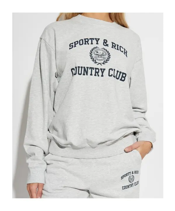 SPORTY  RICH Sporty Rich Varsity Crest Crewneck Sweatshirt