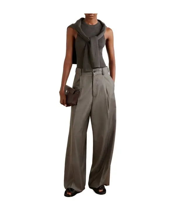 SSSTEIN Wool Pleated Wide-leg Trousers