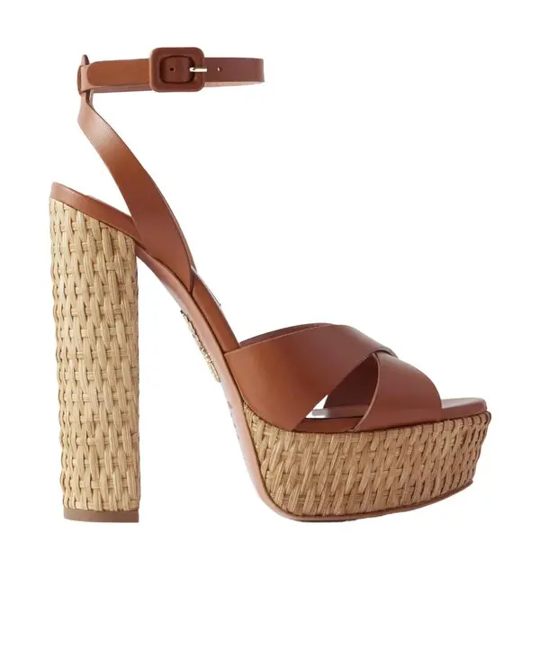 AQUAZZURA Sunseeker Plateau 140 Leather Platform Sandals - I Also