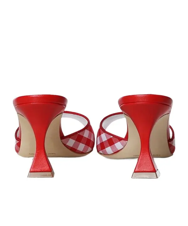 Manolo Blahnik Gingham Mule Heeled Sandals