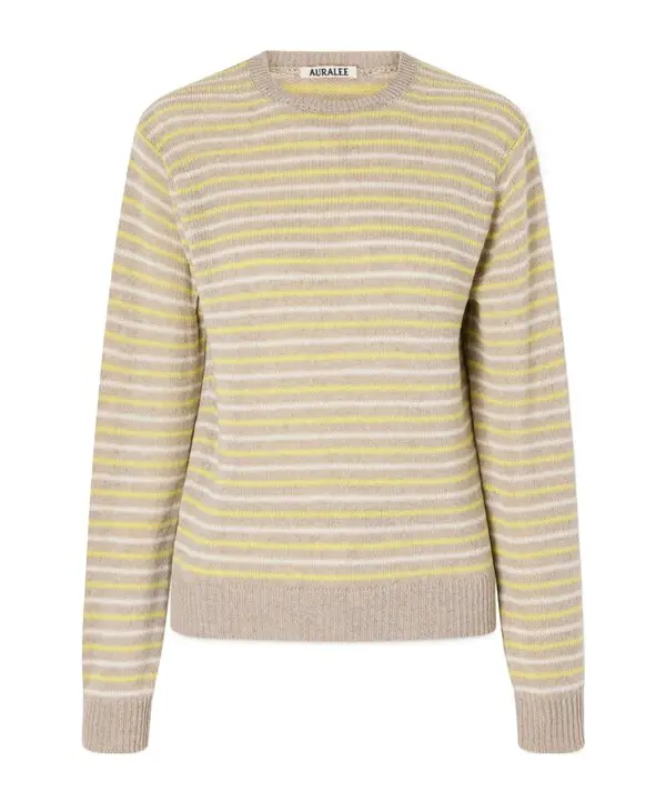 Auralee Lightweight Crew Neck Knit Top - Nude