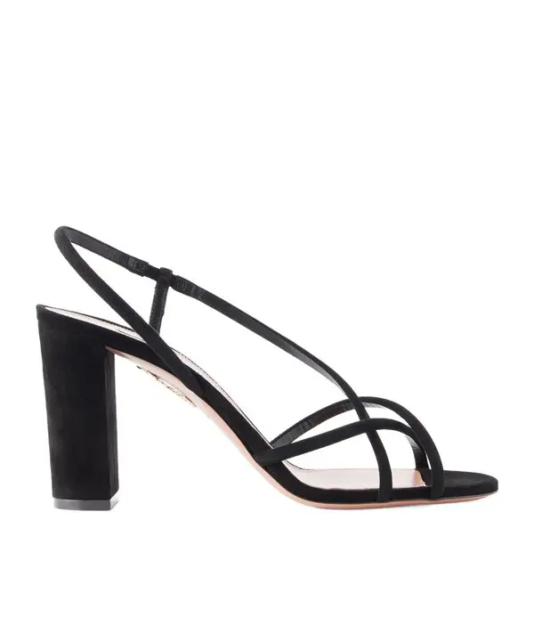 AQUAZZURA Strap Suede Leather Sandal - Black