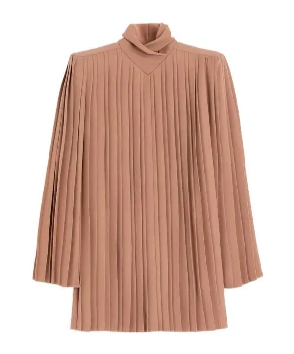 Valentino Garavani High-neck Pleated Tunic Top - Pink