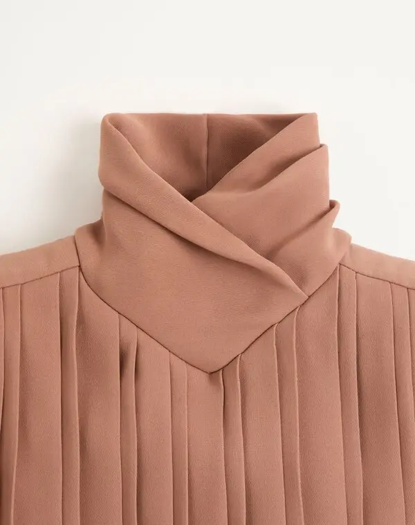 Valentino Garavani High-neck Pleated Tunic Top