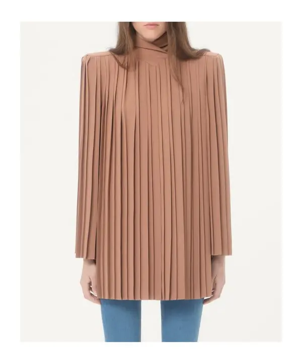 Valentino Garavani High-neck Pleated Tunic Top