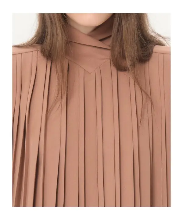 Valentino Garavani High-neck Pleated Tunic Top