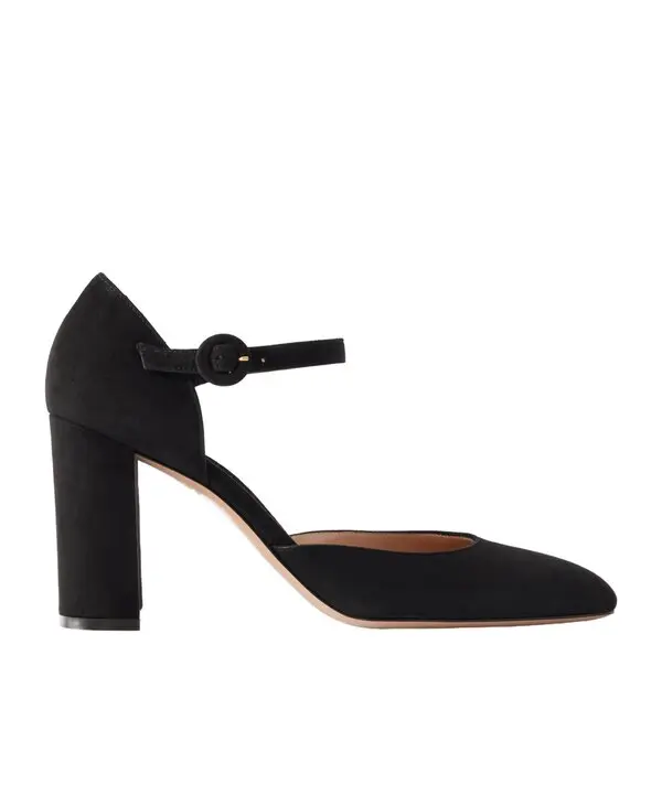 GIANVITO ROSSI Suede Block Heel Mary Jane Pumps - No