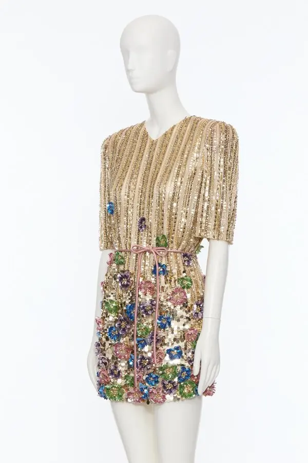 Valentino Garavani Embellished V-neck Mini Dress