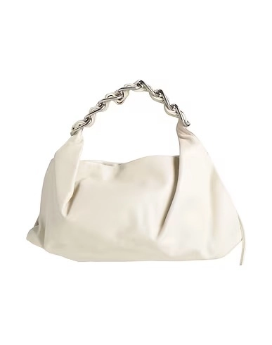 Burberry Large Leather Hobo Bag With Chain Strap - White