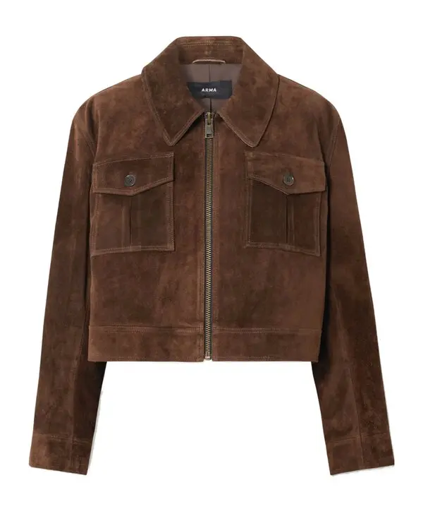 ARMA Suede Cropped Jacket - Brown