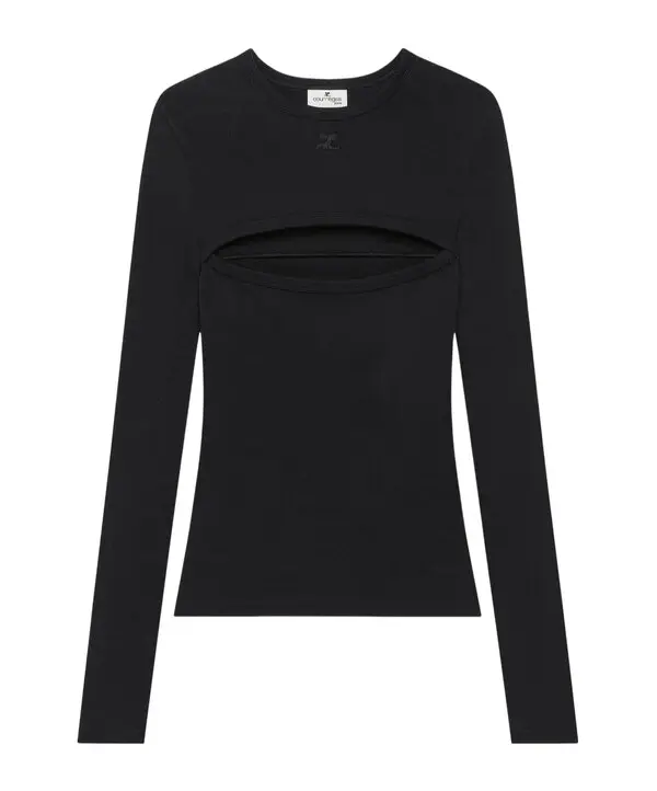 COURREGES Long Sleeve Cut Out T-shirt - Black