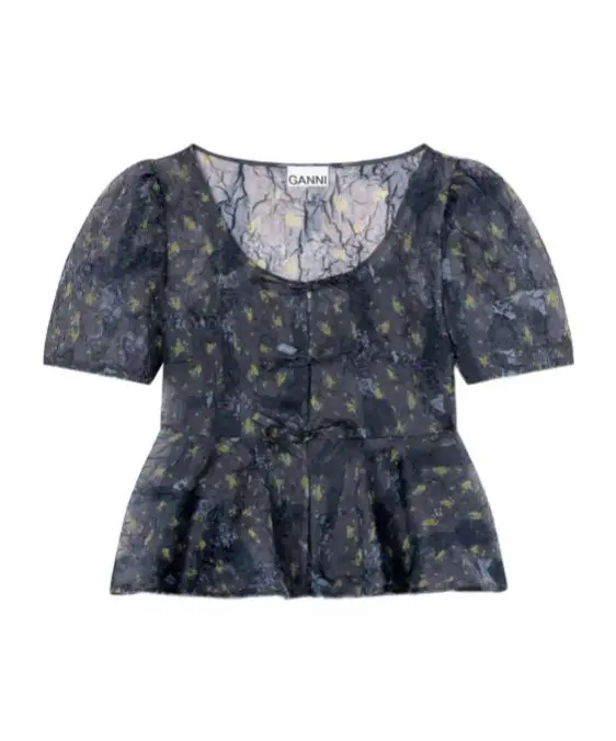 GANNI Peplum Blouse - Black
