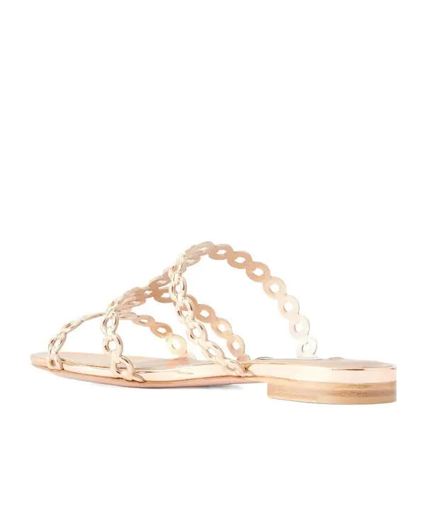AQUAZZURA Perforated Metallic-leather Flats