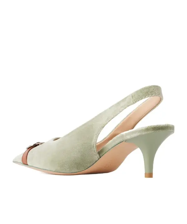 J.W.ANDERSON Buckle-embellished Leather-trimmed Velvet Slingback Pumps