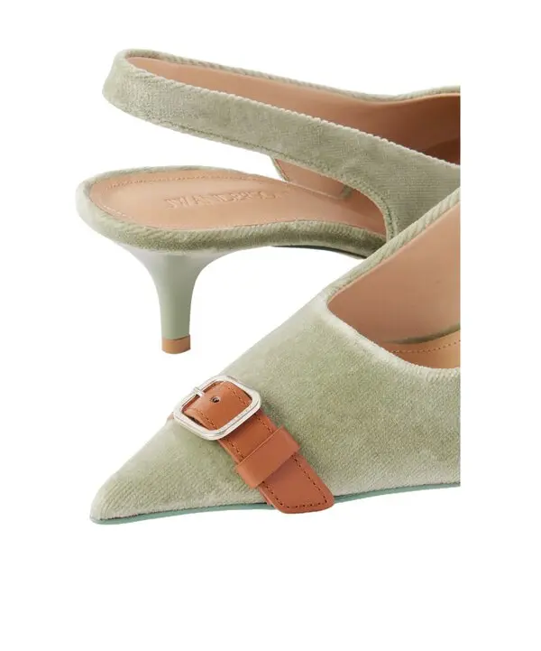 J.W.ANDERSON Buckle-embellished Leather-trimmed Velvet Slingback Pumps