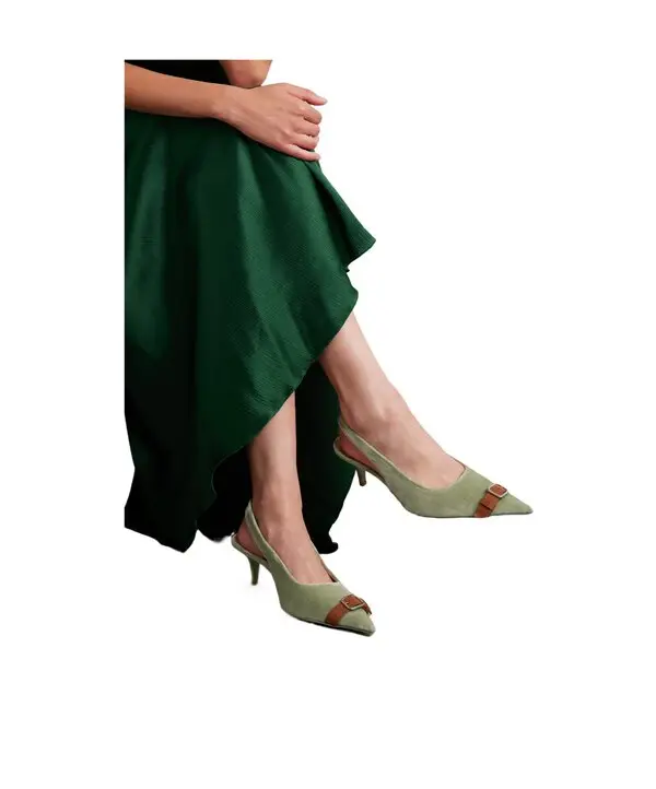 J.W.ANDERSON Buckle-embellished Leather-trimmed Velvet Slingback Pumps
