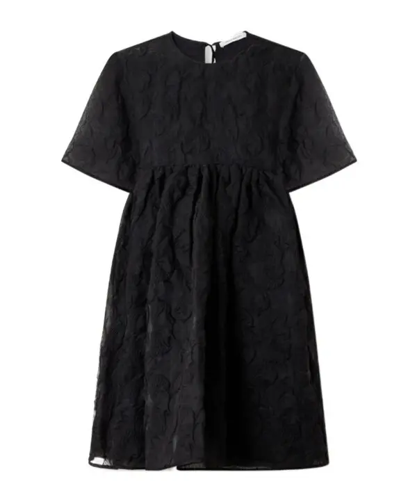 Cecilie Bahnsen Pleated Tie-waist Tulle Dress - Black