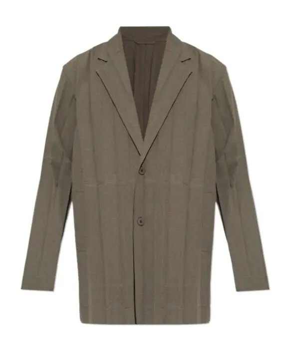 Issey Miyake Homme Plissé Pleated Striped Blazer - Grey