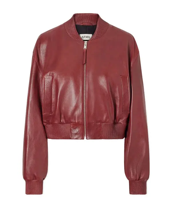 ARMA Hannan Leather Bomber Jacket - Red