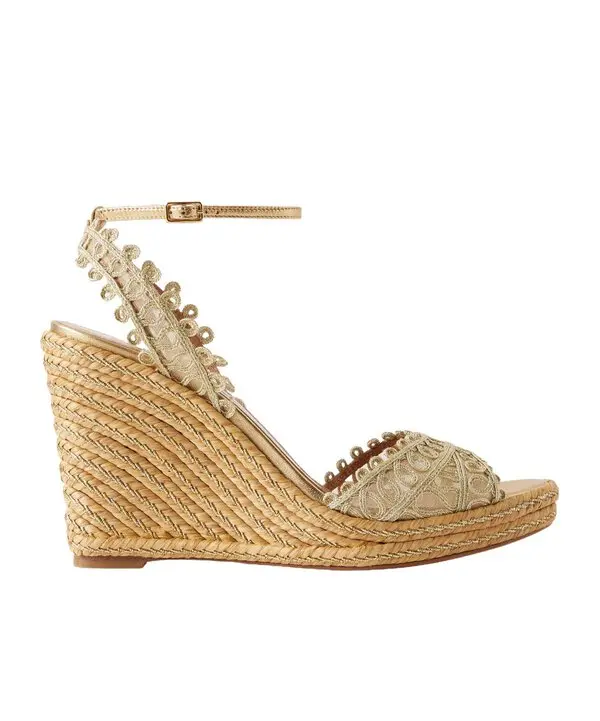 AQUAZZURA Raffia Wedge Espadrille Sandals - Nude