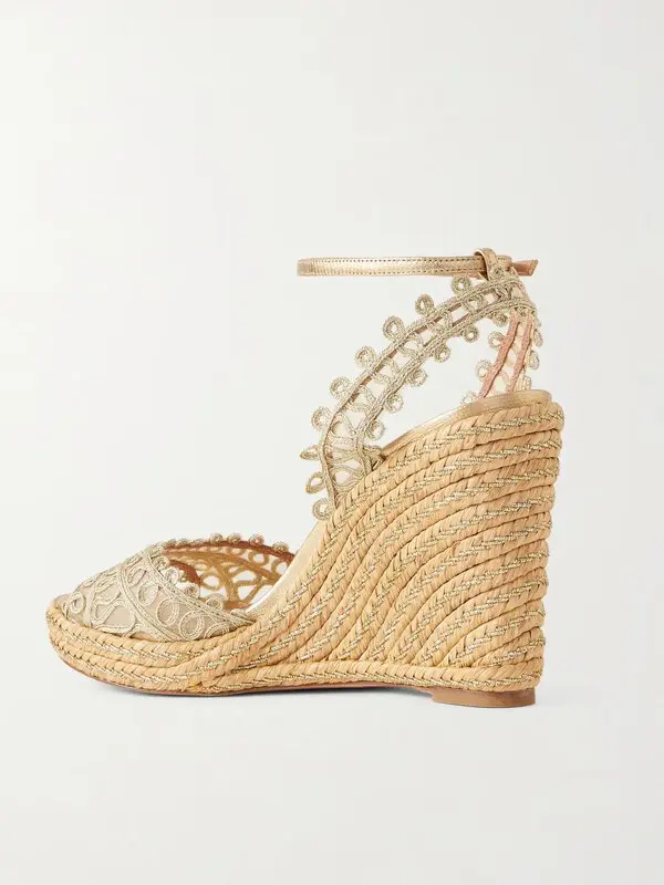 AQUAZZURA Raffia Wedge Espadrille Sandals