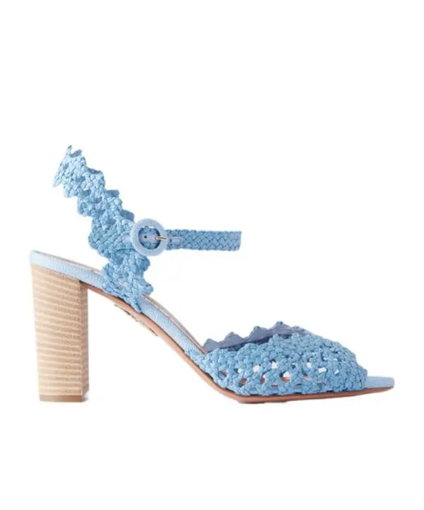 AQUAZZURA Woven Straw High-heeled Sandals - Blue