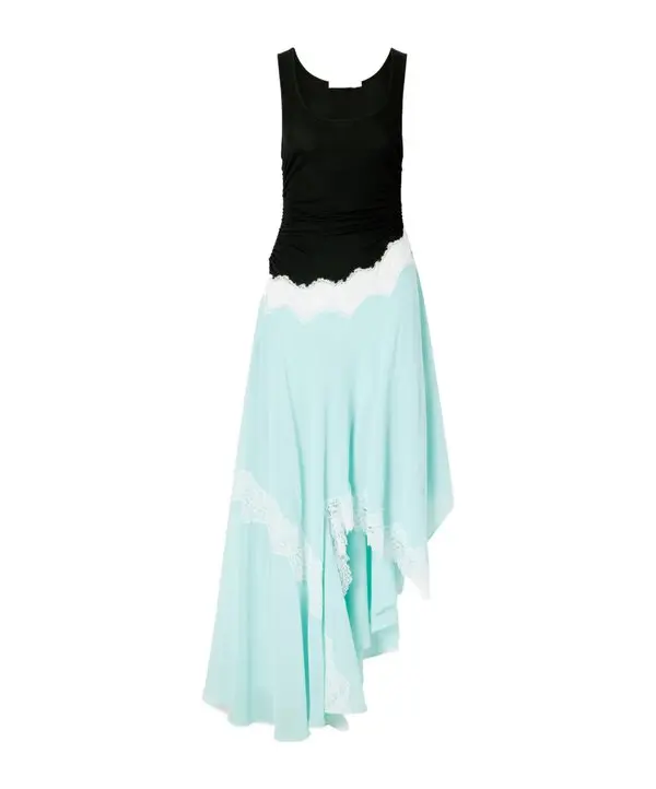 Christopher Esber Asymmetrical Lace-trimmed Gathered Dress - Multi-color