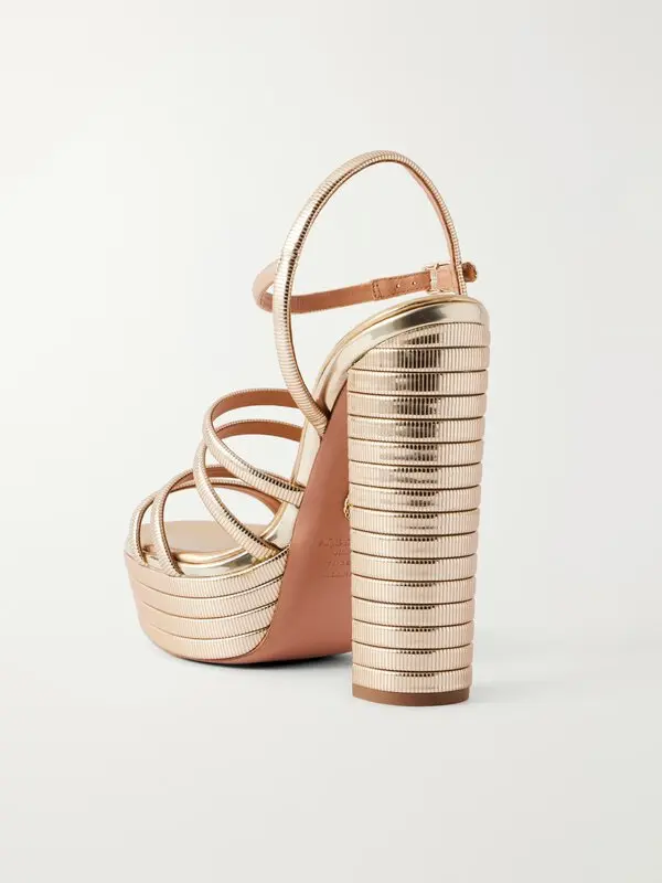 AQUAZZURA Metallic-leather Platform Sandals