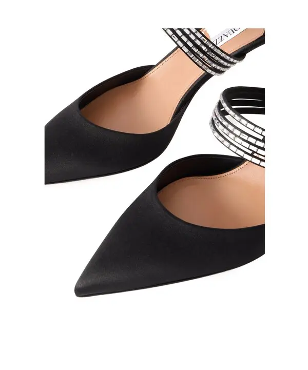 AQUAZZURA Crystal-embellished Satin Mules