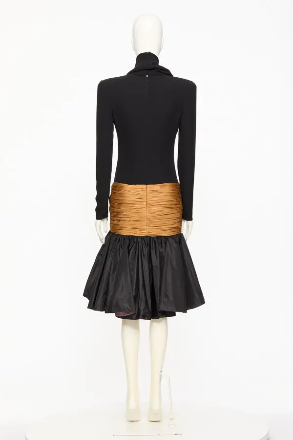 Valentino Garavani Long-sleeved High-neck Draped Dress