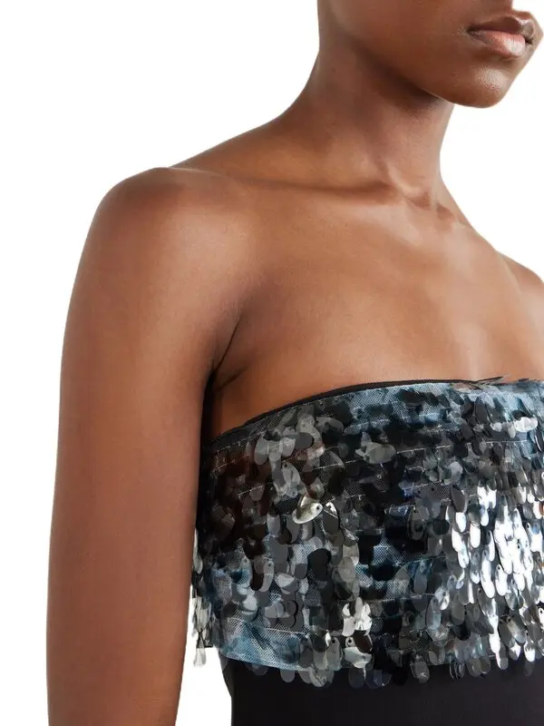 Staud Sequin Strapless Midi Dress