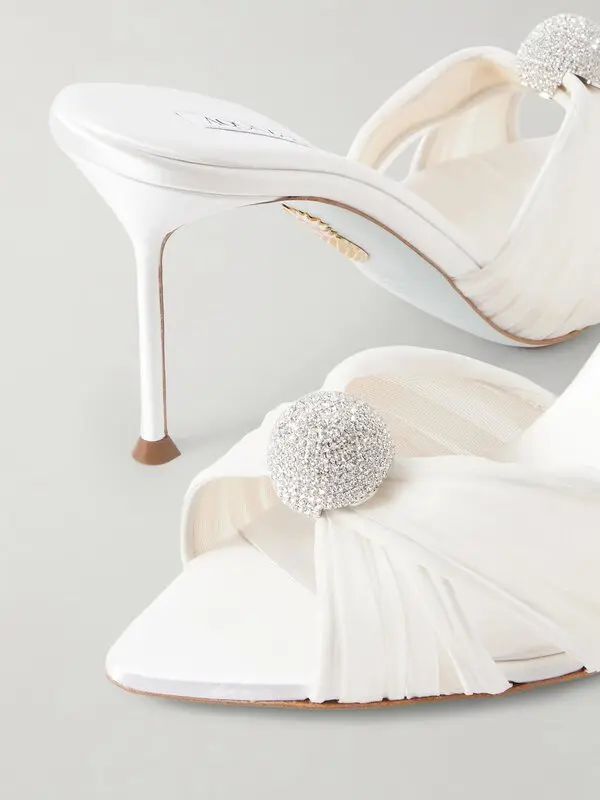 AQUAZZURA Embellished Chiffon Mules