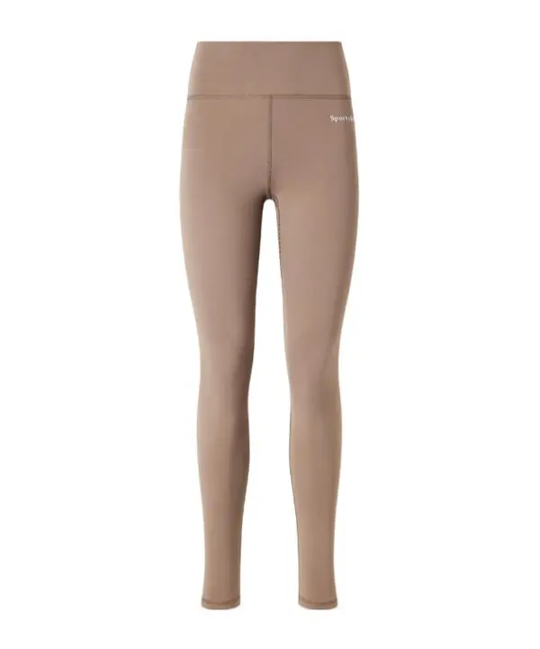 SPORTY  RICH Logo-print Stretch-jersey High-rise Leggings - Sand-colored