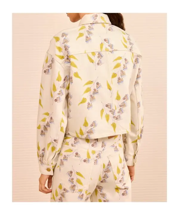 Ulla Johnson Floral Cropped Denim Jacket
