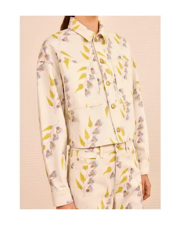 Ulla Johnson Floral Cropped Denim Jacket