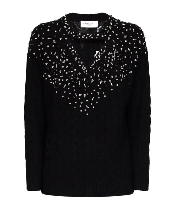 ERMANNO FIRENZE Embellished Cable-knit Sweater