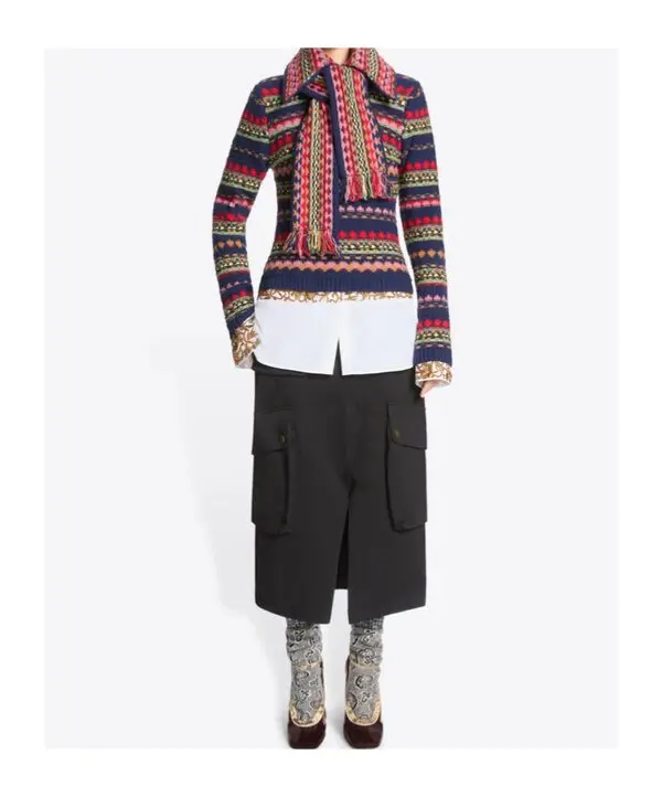 Dries Van Noten Jacquard Wool Scarf - Navy Blue