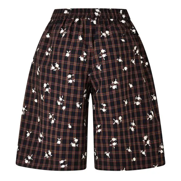 GANNI Floral Plaid Culottes - Black