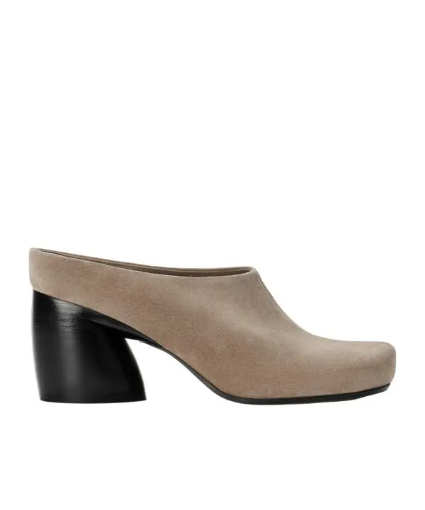 Loewe Oval Block Heel Mules - Hazelnut