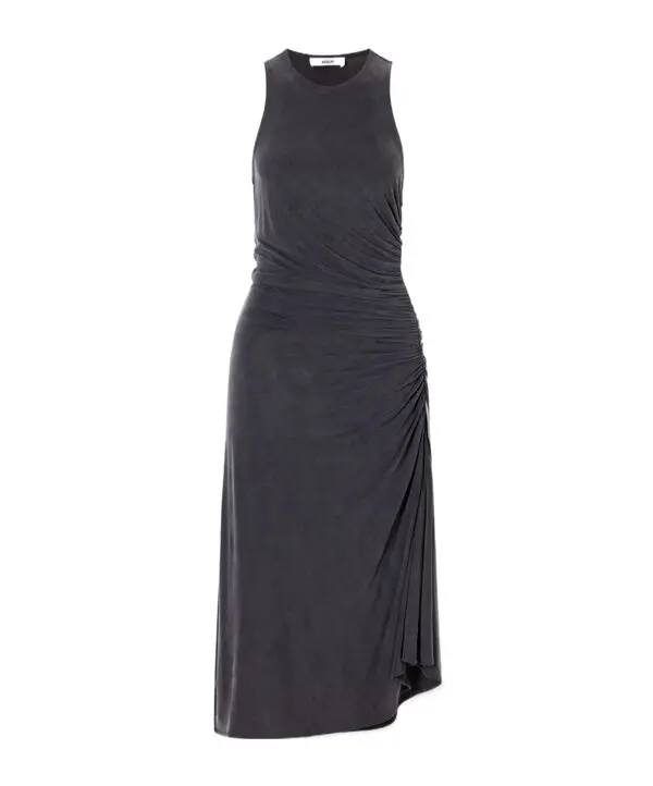 AGOLDE Sleeveless Ruched Midi Dress - Black